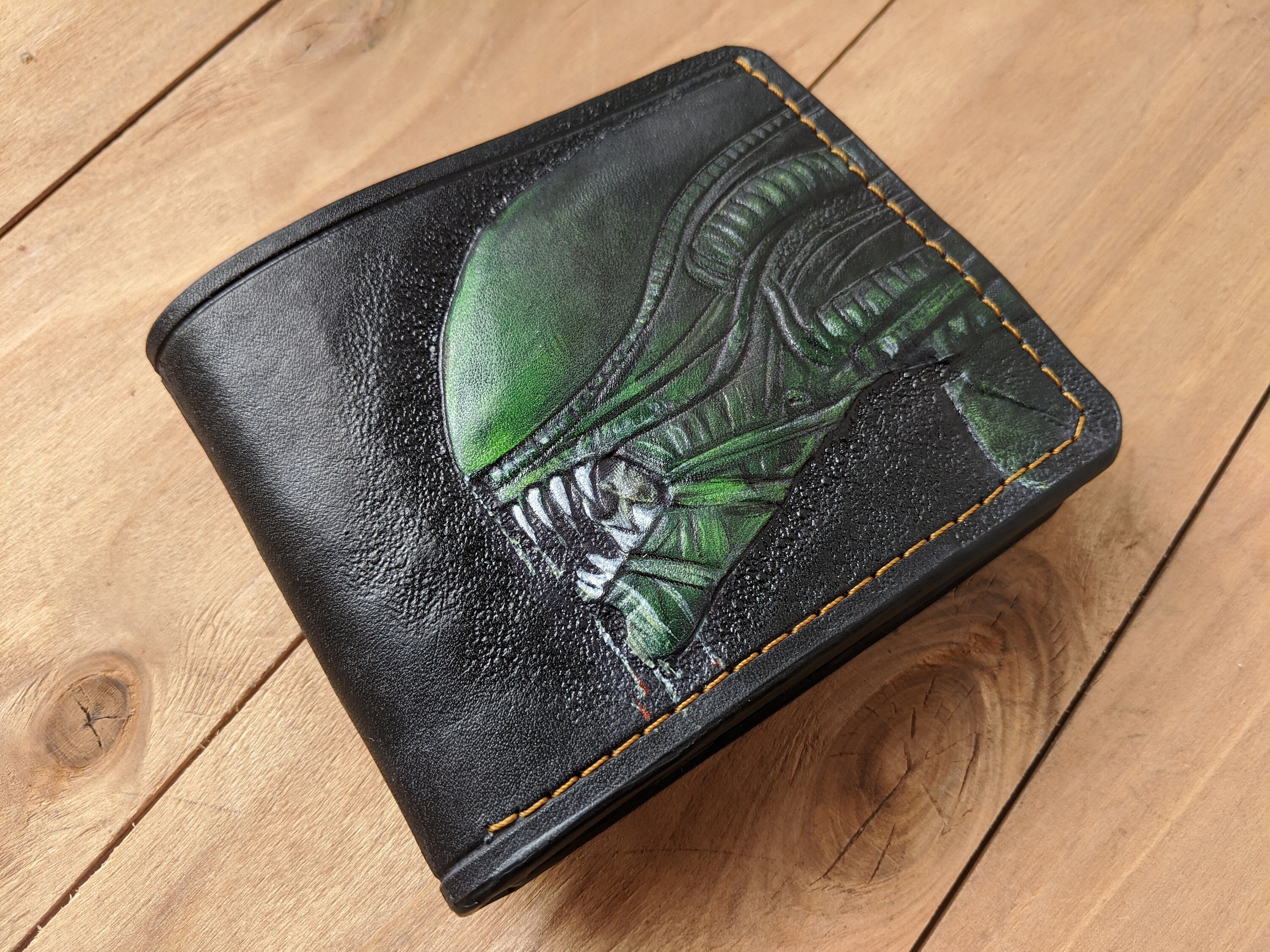 Alien Predator 3D Genuine Leather Wallet Men's Wallet | Etsy