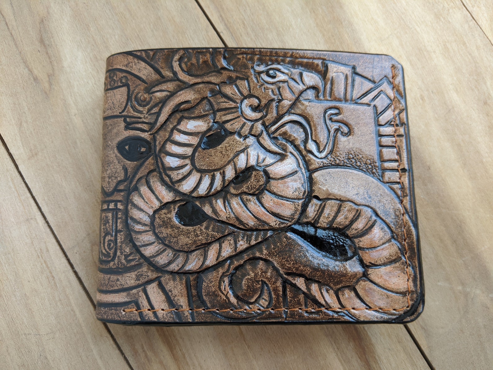 Aztec Design Aztec Art Genuine Leather wallet Mens wallet | Etsy