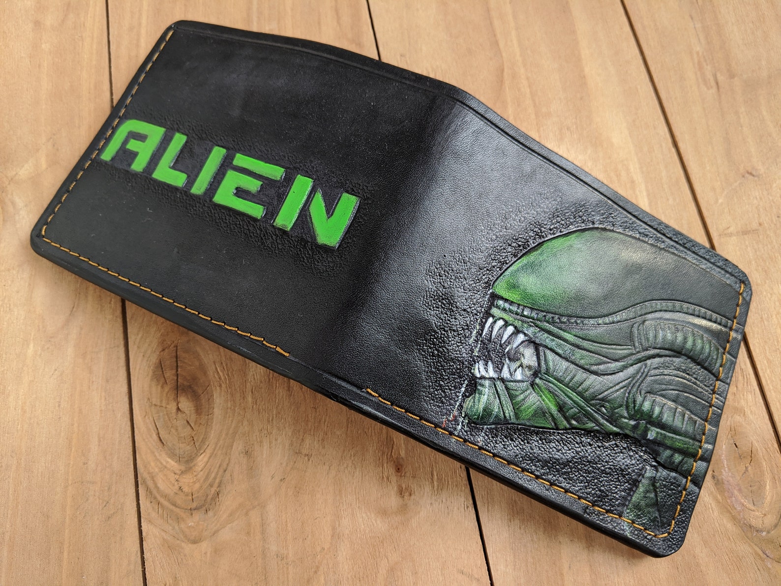Alien Predator 3D Genuine Leather Wallet Men's Wallet | Etsy
