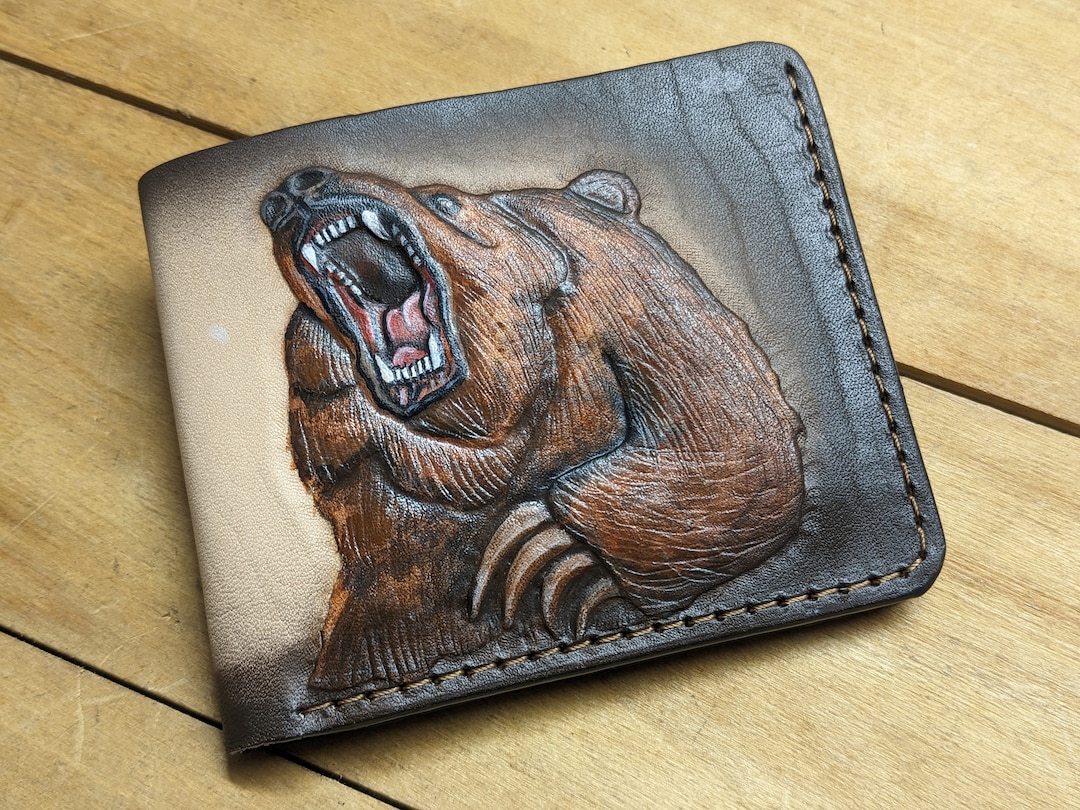 Grizzly, Bear, Hunter, Hunting, Men's 3D Genuine Leather Wallet ...