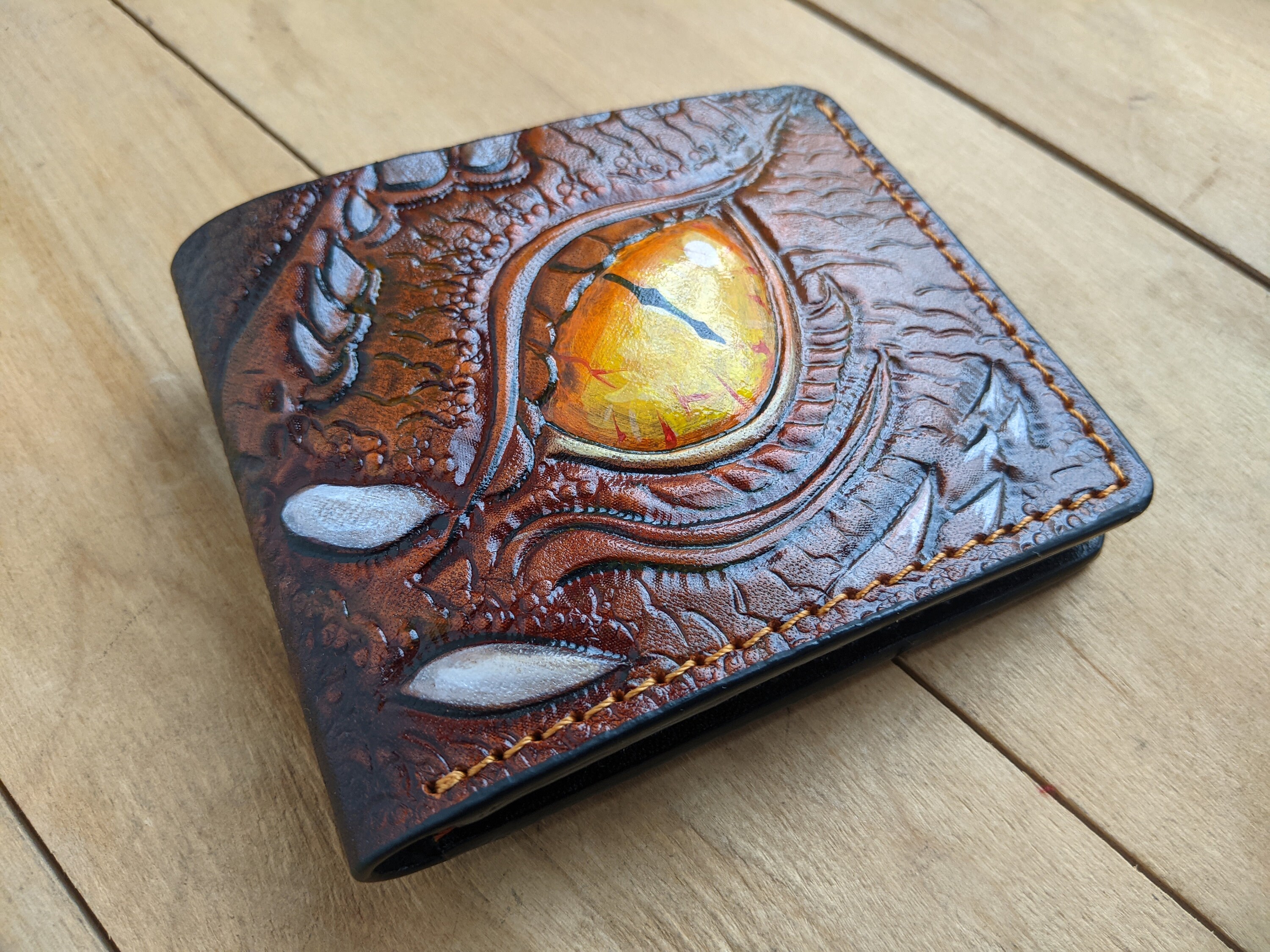 Dragon Eye Men's 3D Genuine Leather Wallet Handmade - Etsy