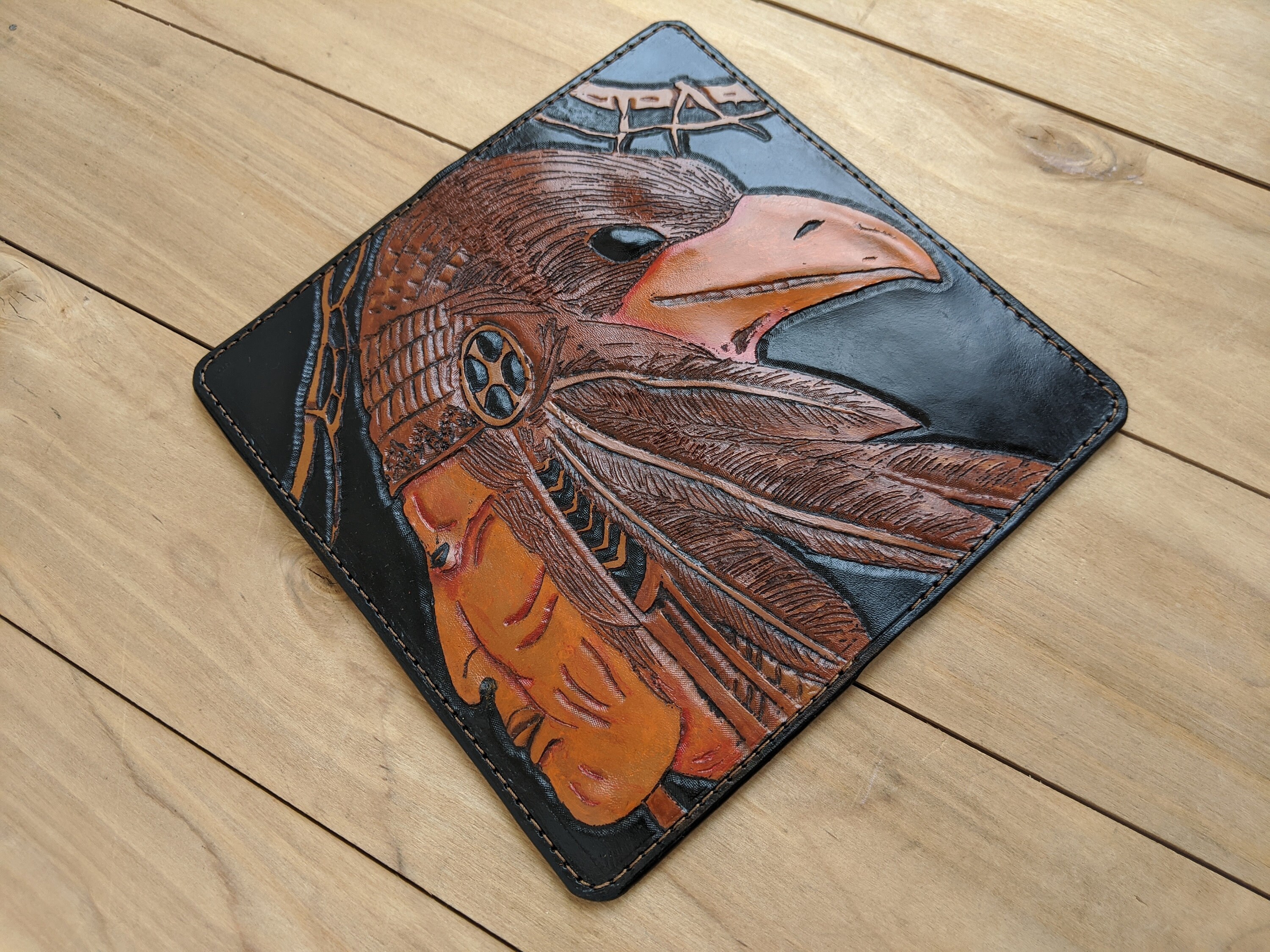 Indian Red Man Native American Crow Raven Biker wallet | Etsy