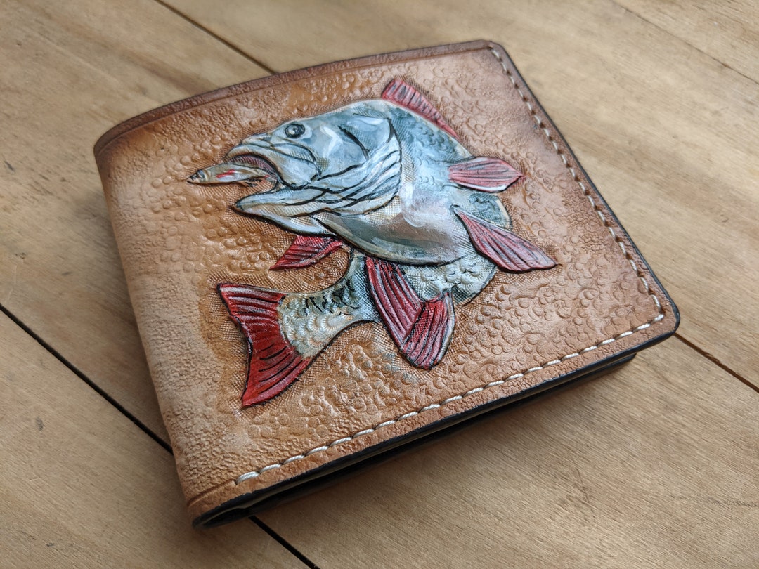 Bass Fish, Fisherman, Angling, Fish, Men's 3D Genuine Leather Wallet ...