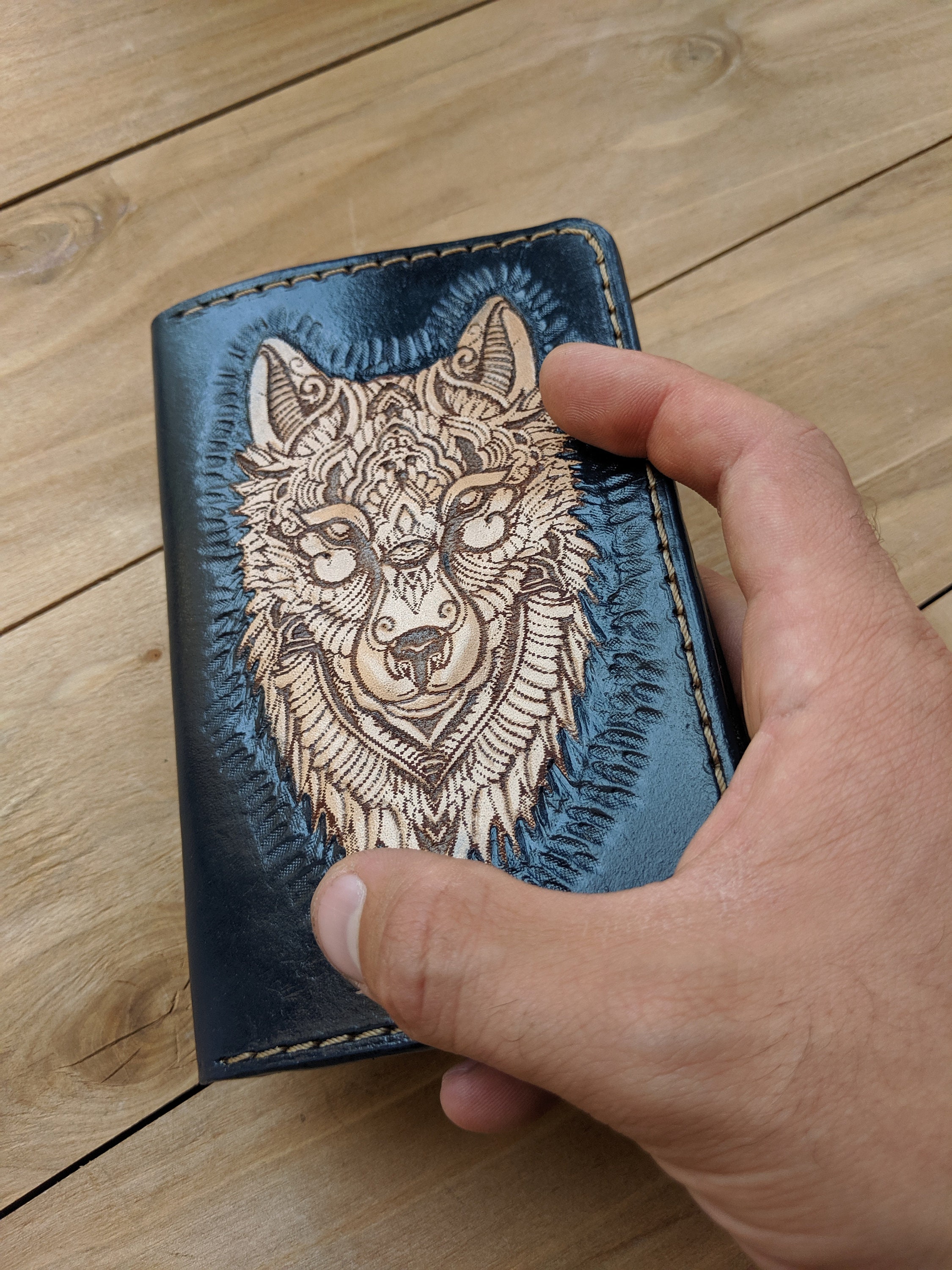 Celtic Style Wolf Passport Wallet Long Wallet Men's | Etsy