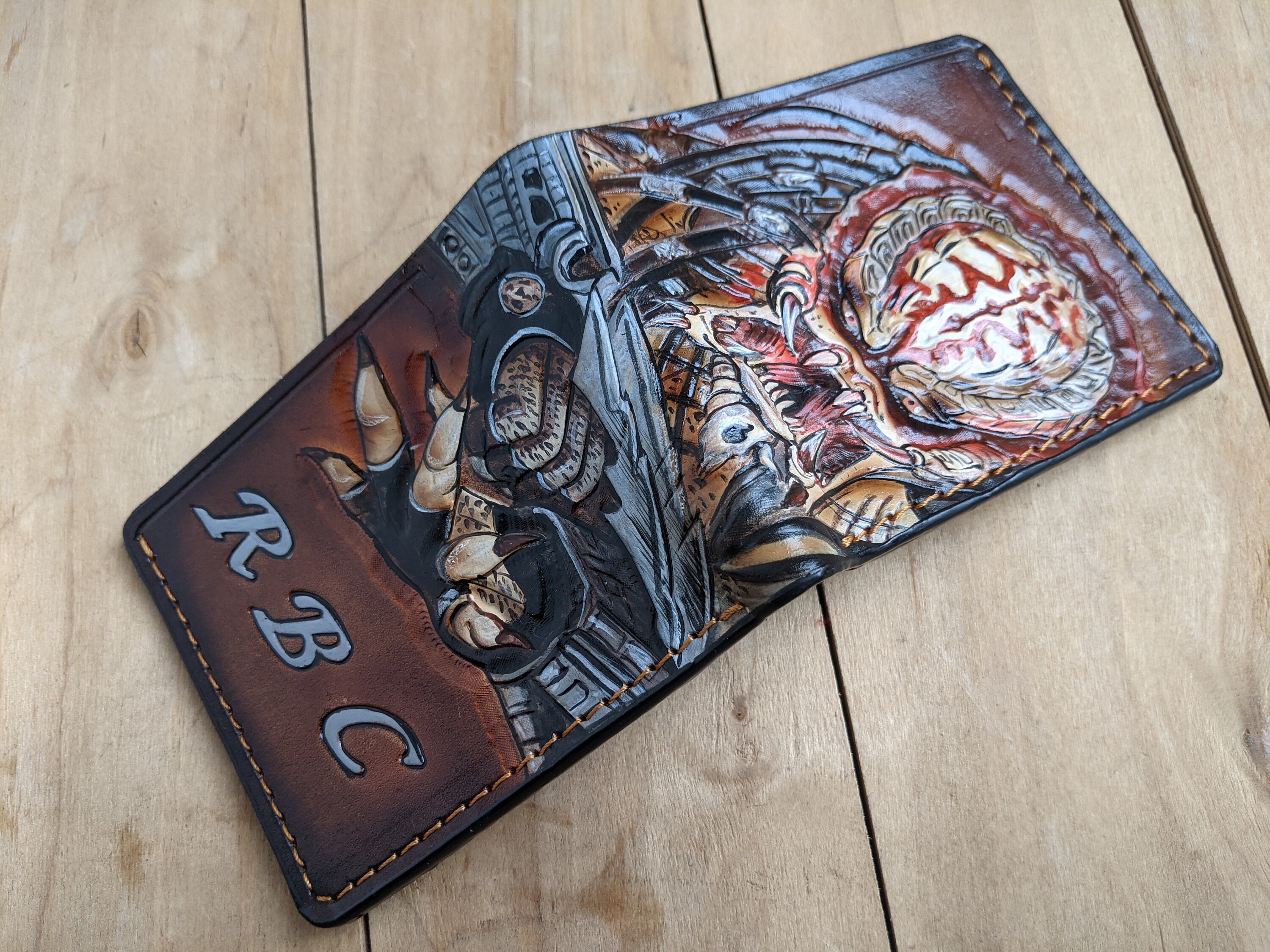 Predator Alien Men's 3D Genuine Leather Wallet Handmade | Etsy