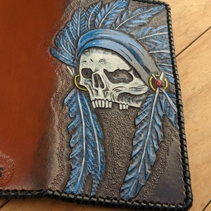 Indian Skull, Native American Chief, Red Man, Men's 3D Genuine Leather ...