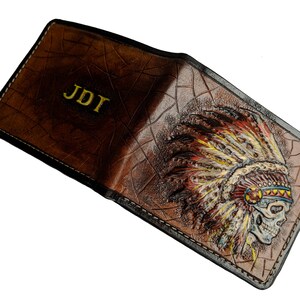 Indian Skull, Red Man, Native American Skull, Men's 3D Genuine Leather ...