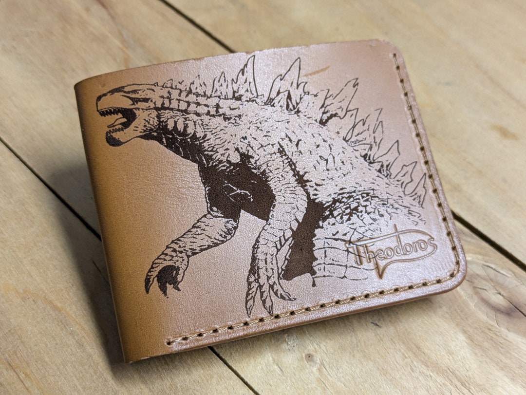 Godzilla, Dragon, Italian Genuine Leather Bi-fold Wallet, Handmade ...