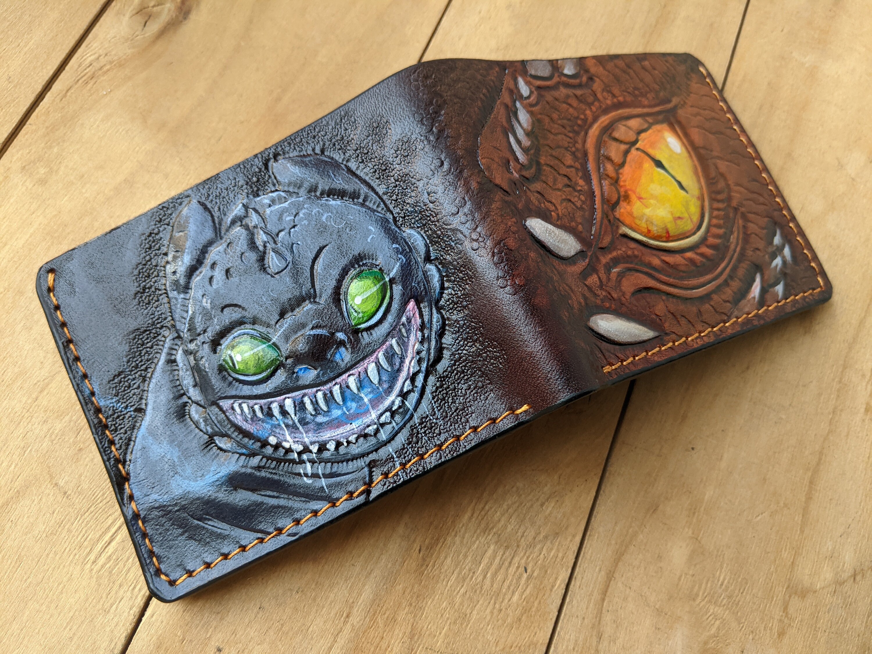 Dragon Eye Men's 3D Genuine Leather Wallet Handmade - Etsy