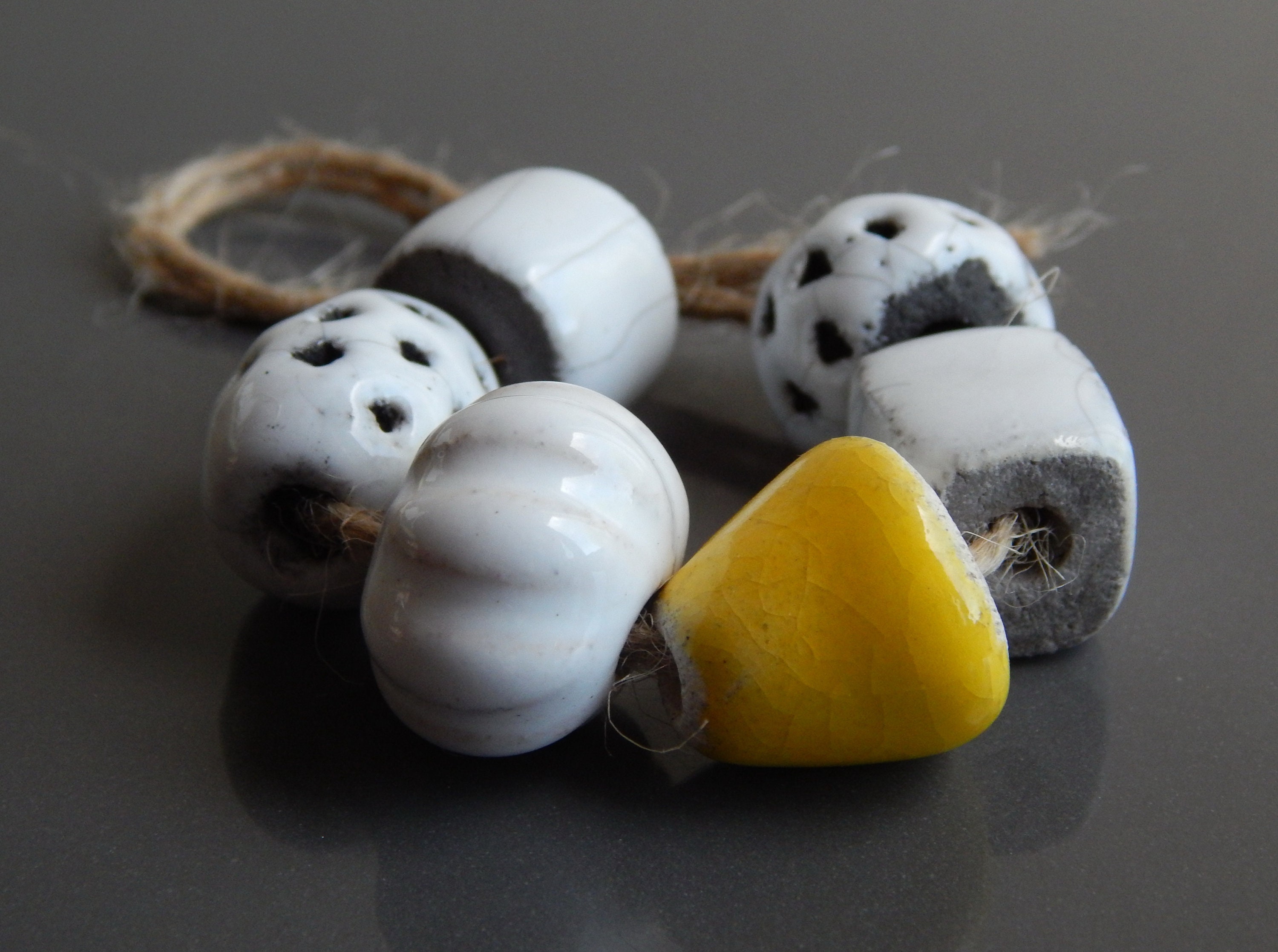 A Set of Ceramic Beads, Raku Beads, a Set for Creativity, Decorations ...