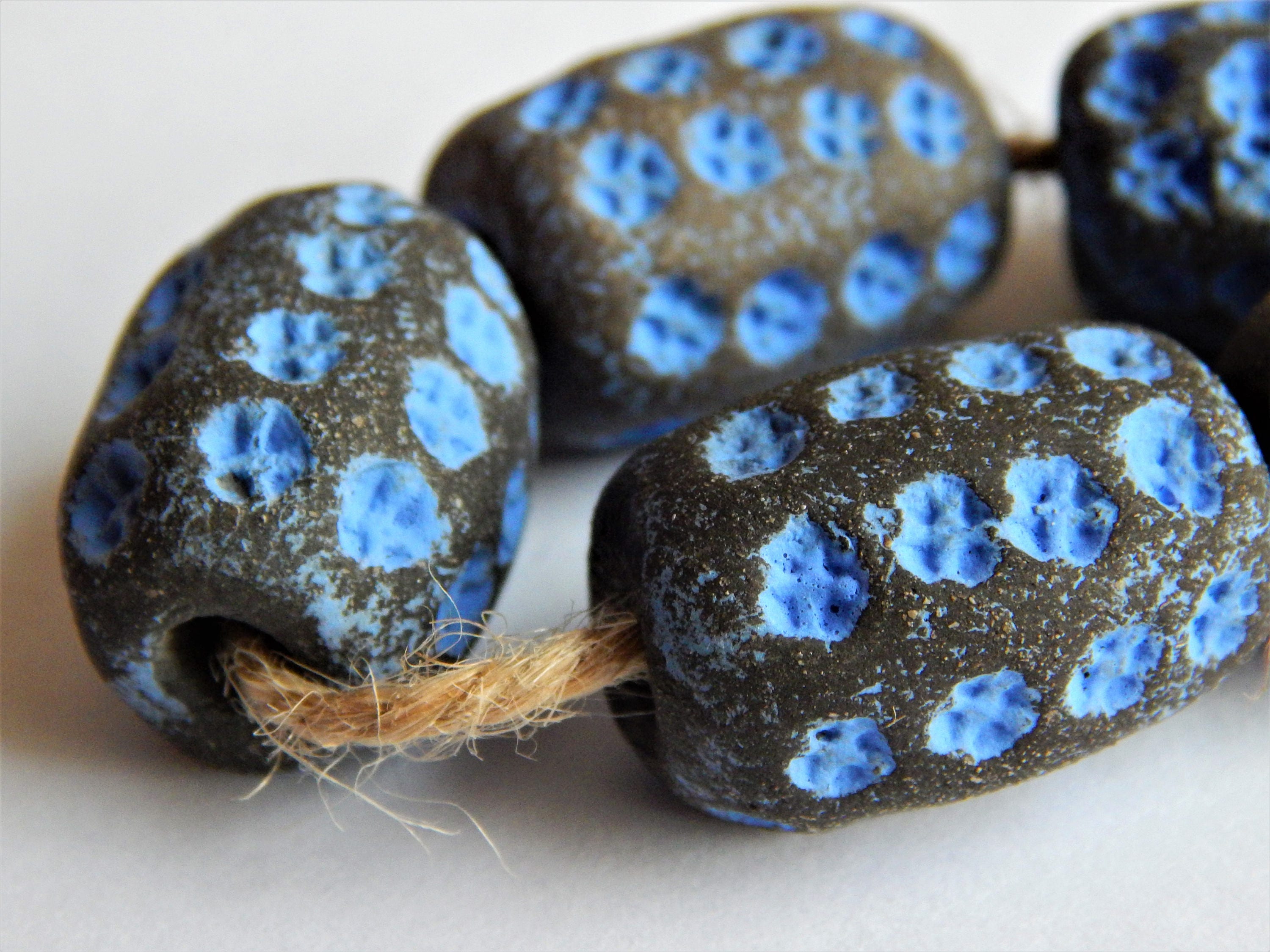 Set of 5 Ceramic Beads, Blue Beads, Necklace, Set for Needlework ...