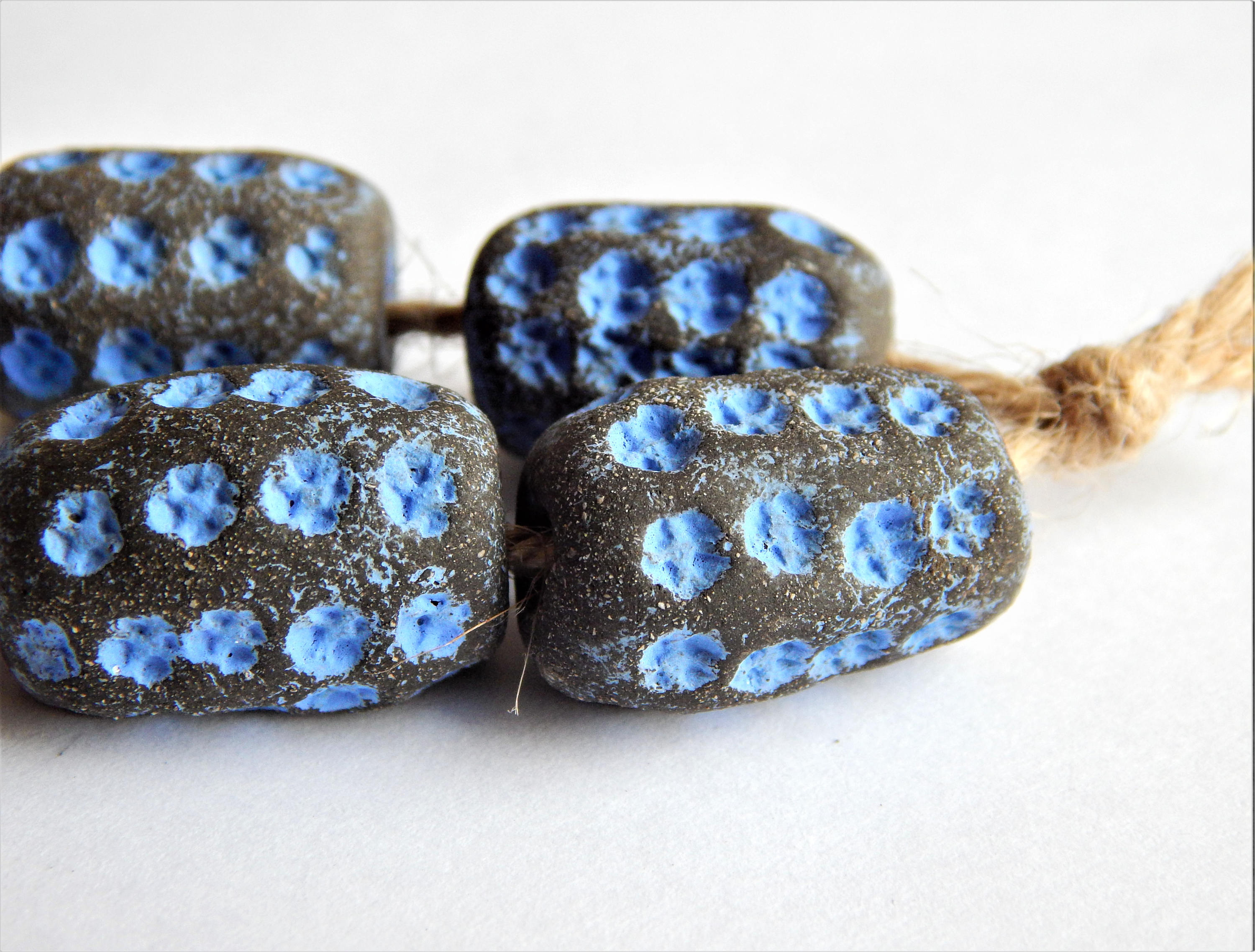 Set of 5 Ceramic Beads, Blue Beads, Necklace, Set for Needlework ...