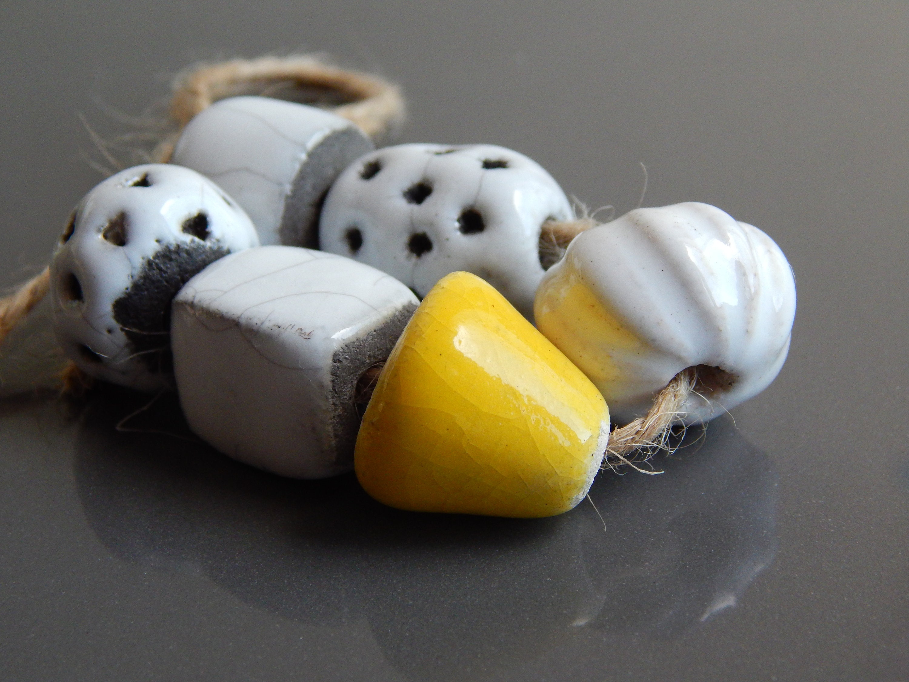 A Set of Ceramic Beads, Raku Beads, a Set for Creativity, Decorations ...