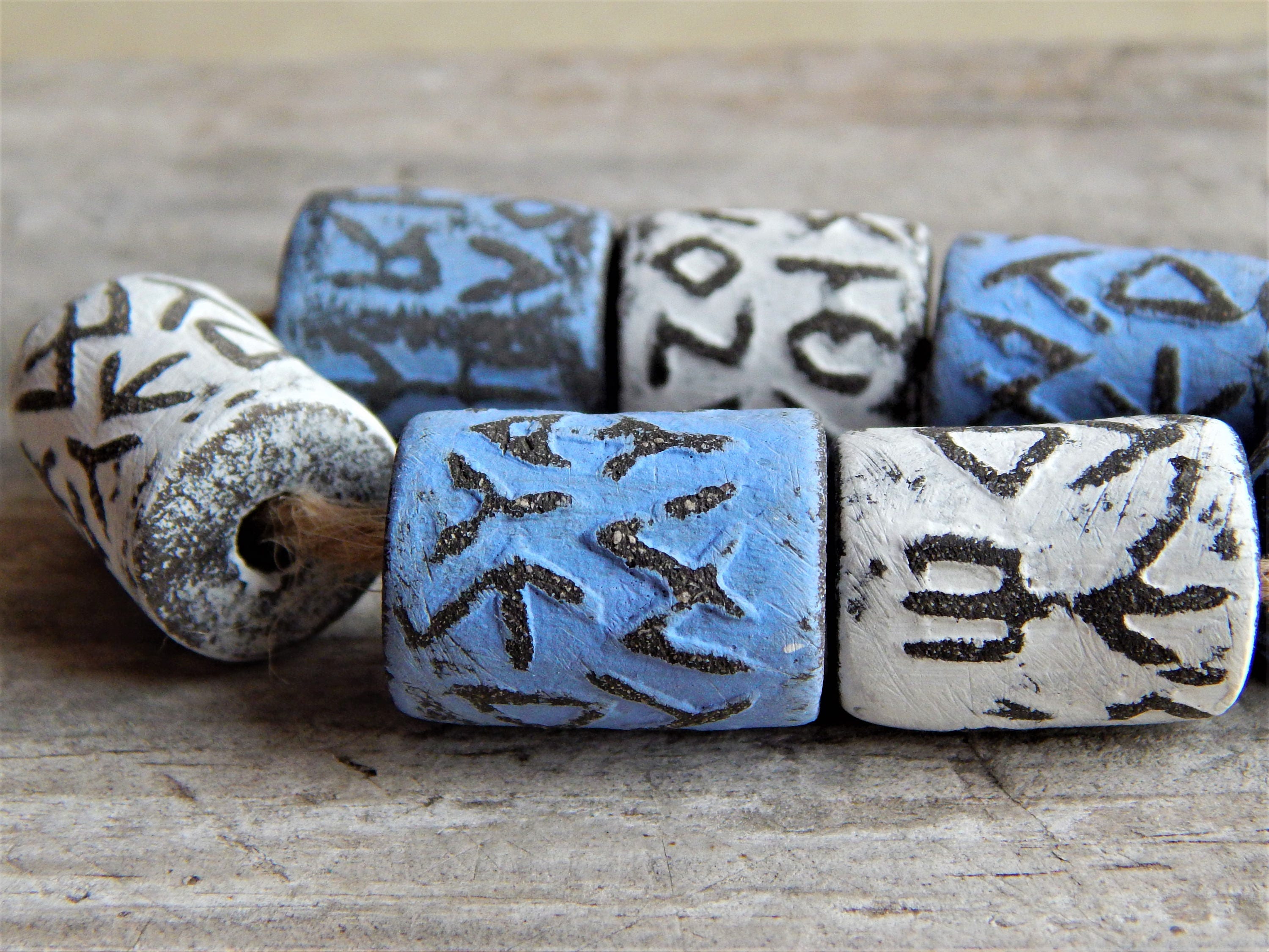 Set of 9 Ceramic Beads, Blue Beads, Necklace, Set for Needlework, Goods ...