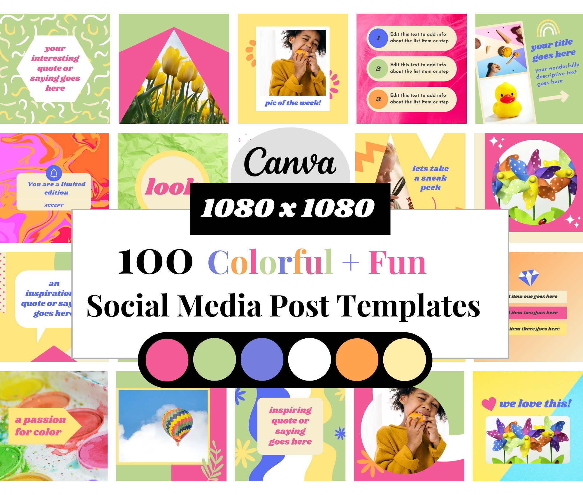 100 Colorful Fun Instagram Posts Vibrant Social Media - Etsy