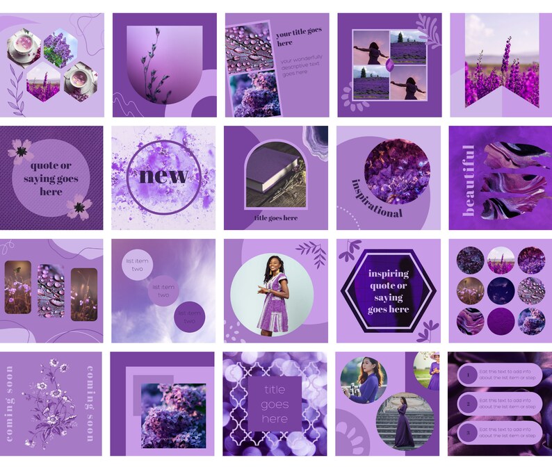100 Purple Canva Instagram Templates, Social Media Post Designs, Purple ...