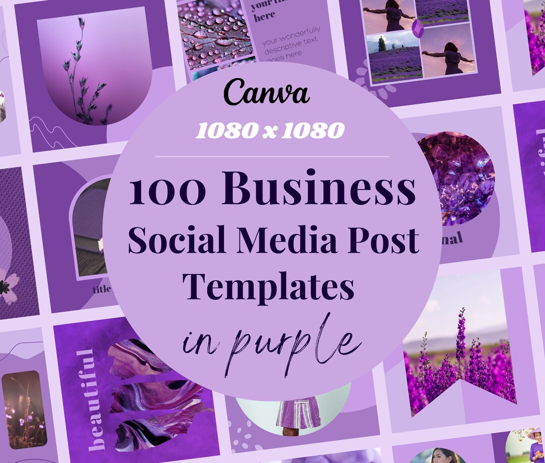 100 Purple Social Media Post Templates, Small Business, Coaches, Purple ...