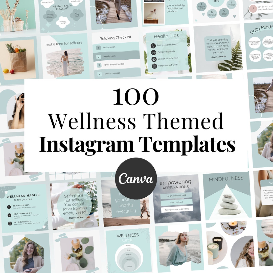 Wellness Social Media Post Templates, Lifestyle Instagram Posts ...