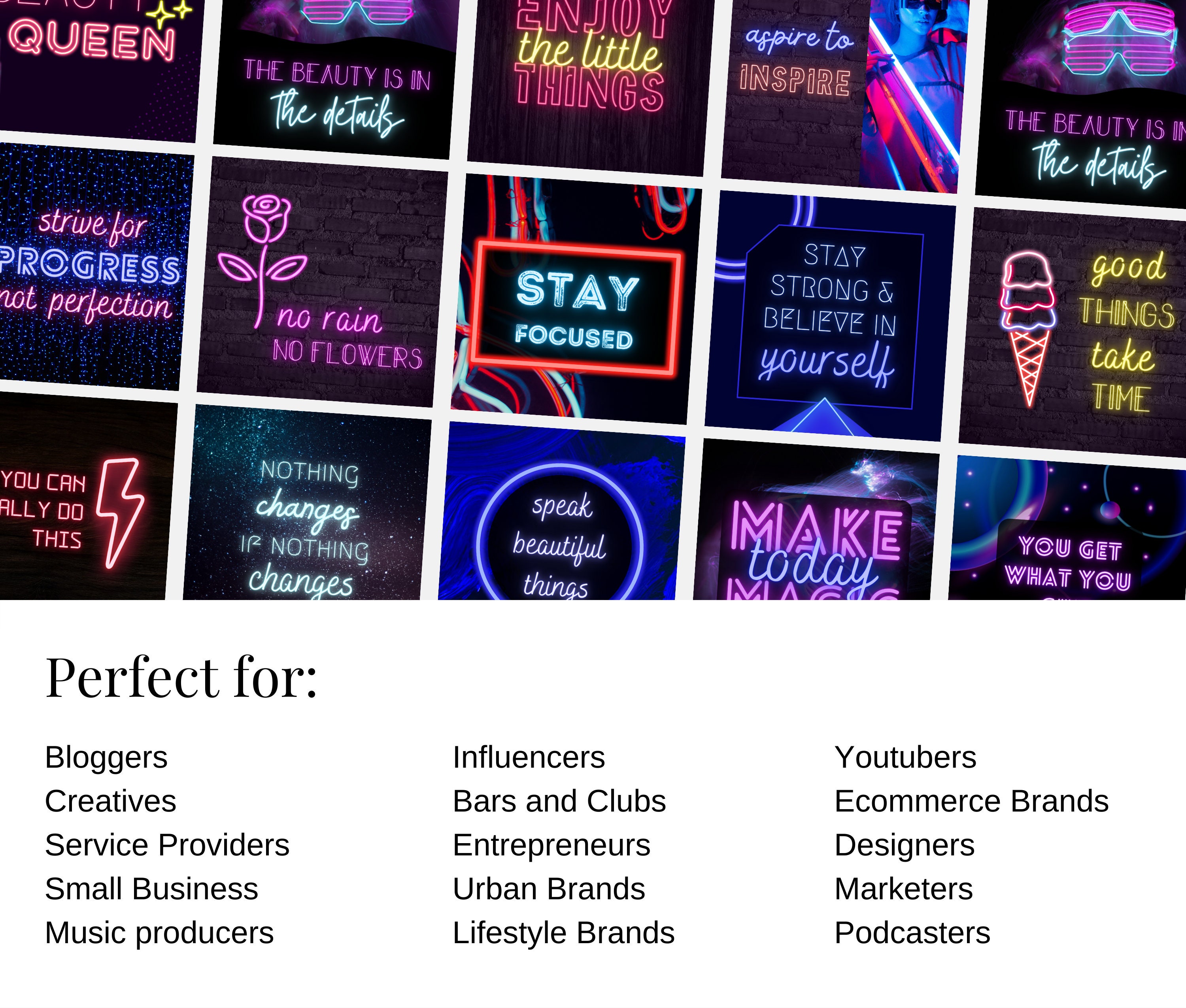 50 Neon Instagram Post Templates, Canva Quote Templates, Colorful Fun ...