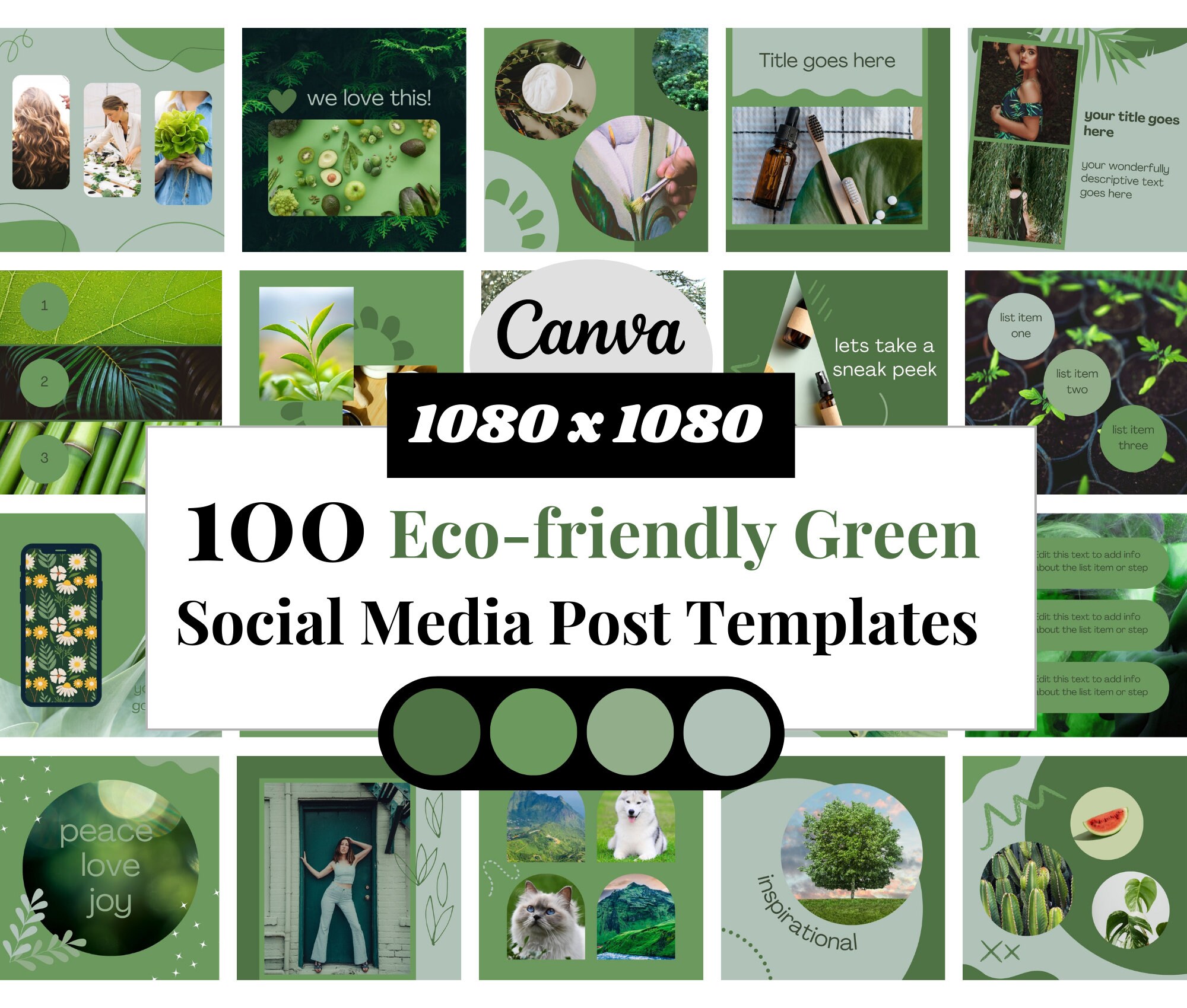 100 Green Instagram Templates for Canva Green Canva - Etsy