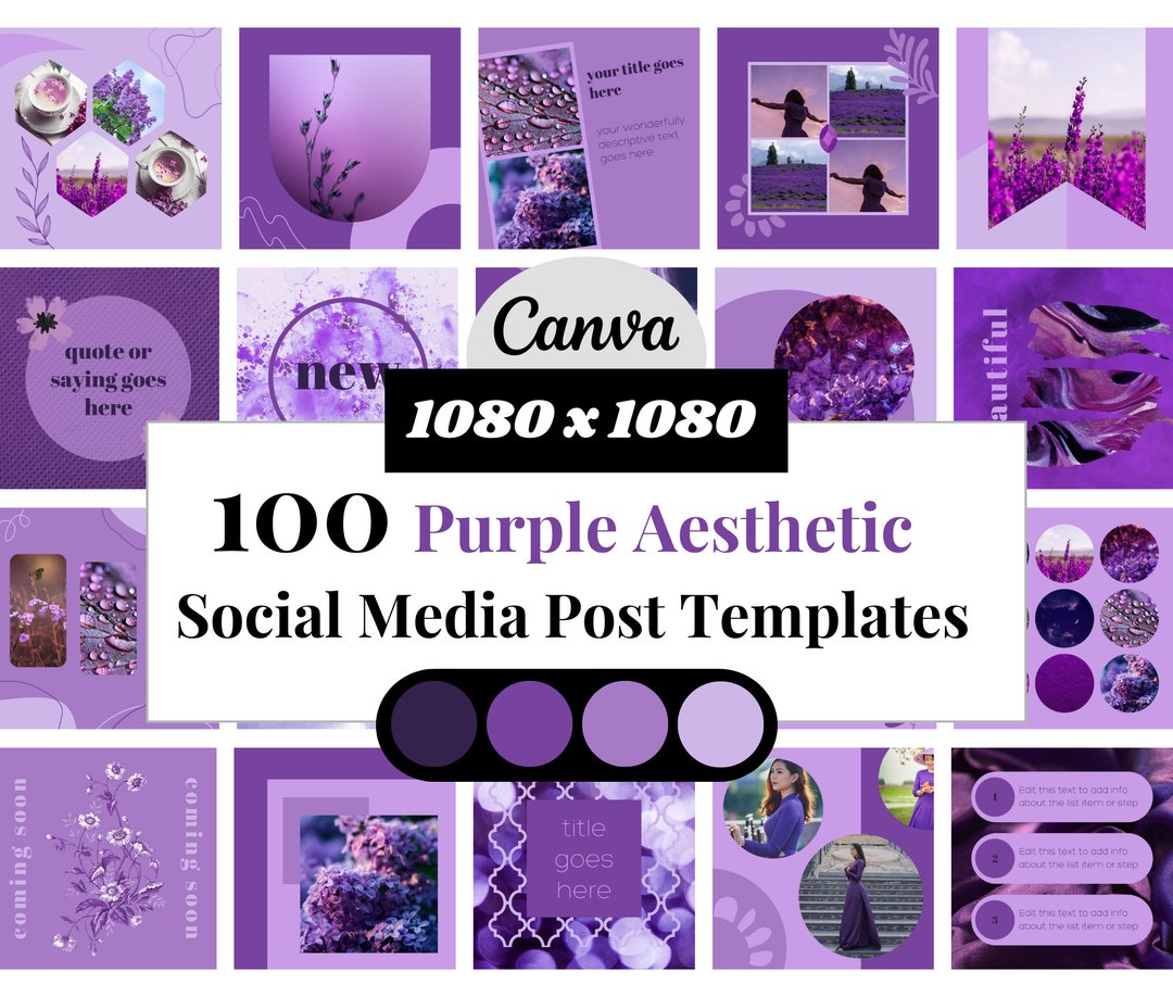100 Purple Canva Instagram Templates, Social Media Post Designs, Purple ...