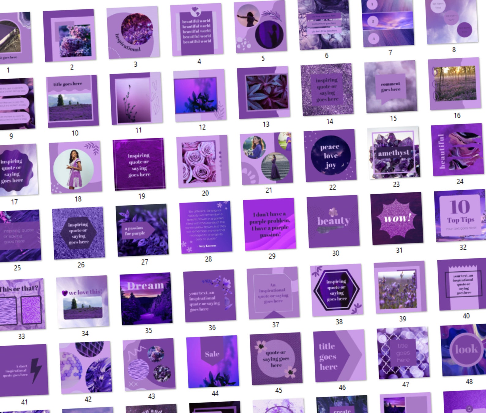 100 Purple Canva Instagram Templates Social Media Post - Etsy