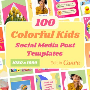 100 Colorful Kids Social Media Posts, Children Instagram Templates ...