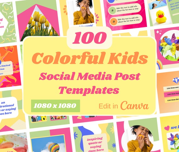 100 Colorful Kids Social Media Posts Children Instagram - Etsy