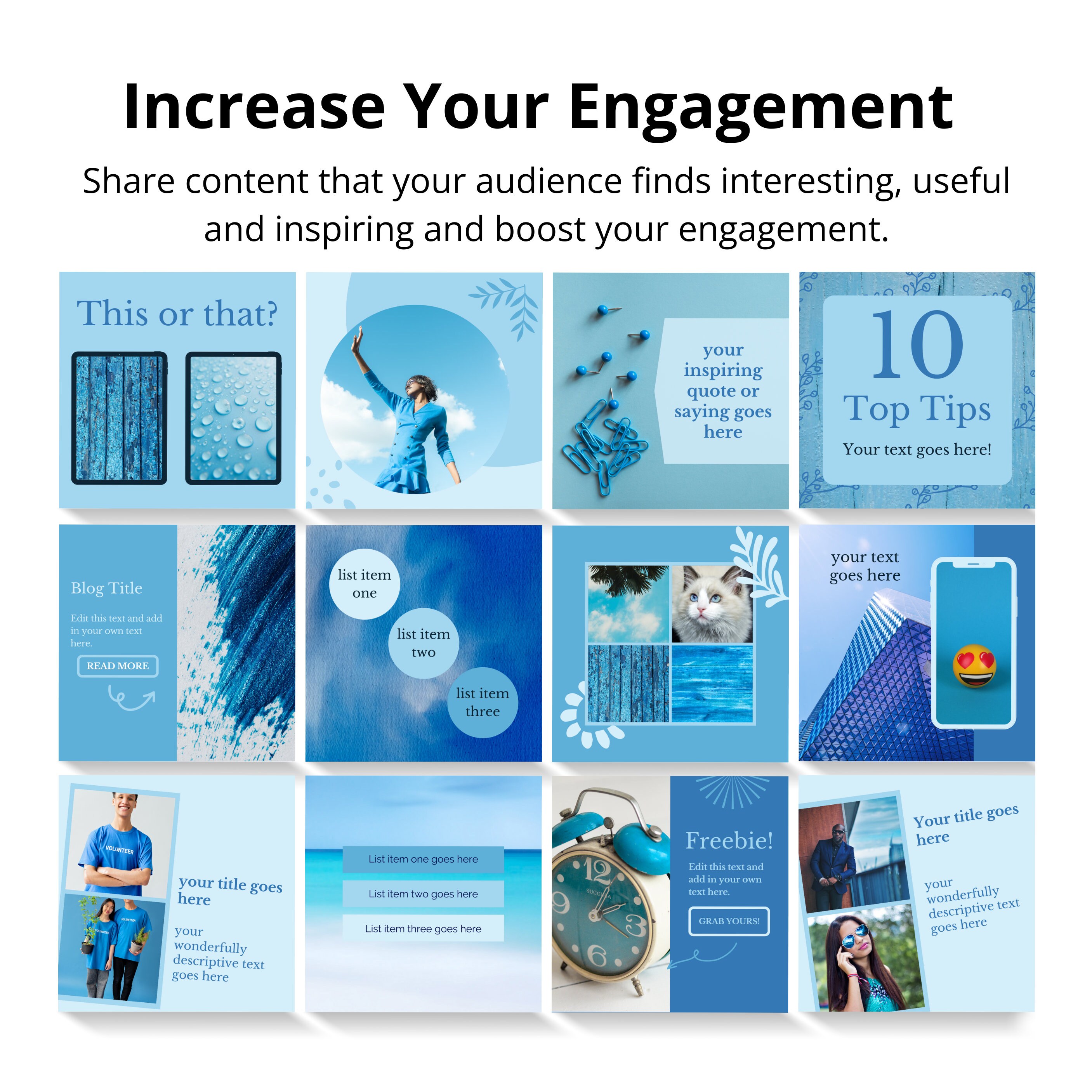 100 Blue Instagram Templates, Editable Social Media Posts, Blue ...