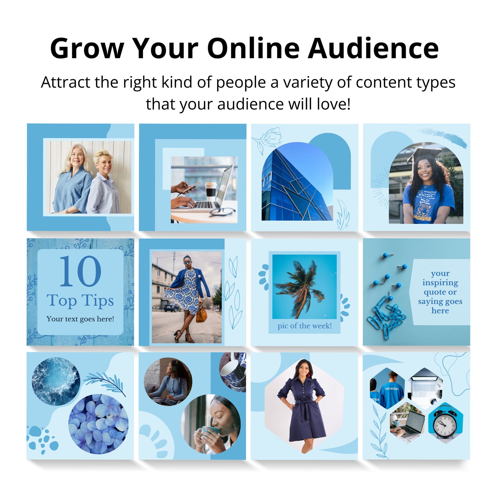 100 Blue Instagram Templates, Editable Social Media Posts, Blue ...