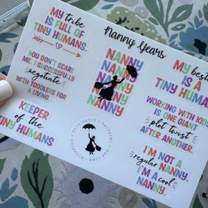 Nanny Sticker Sheet With 8 Mini Stickers / Rainbow Matte / Negotiate ...