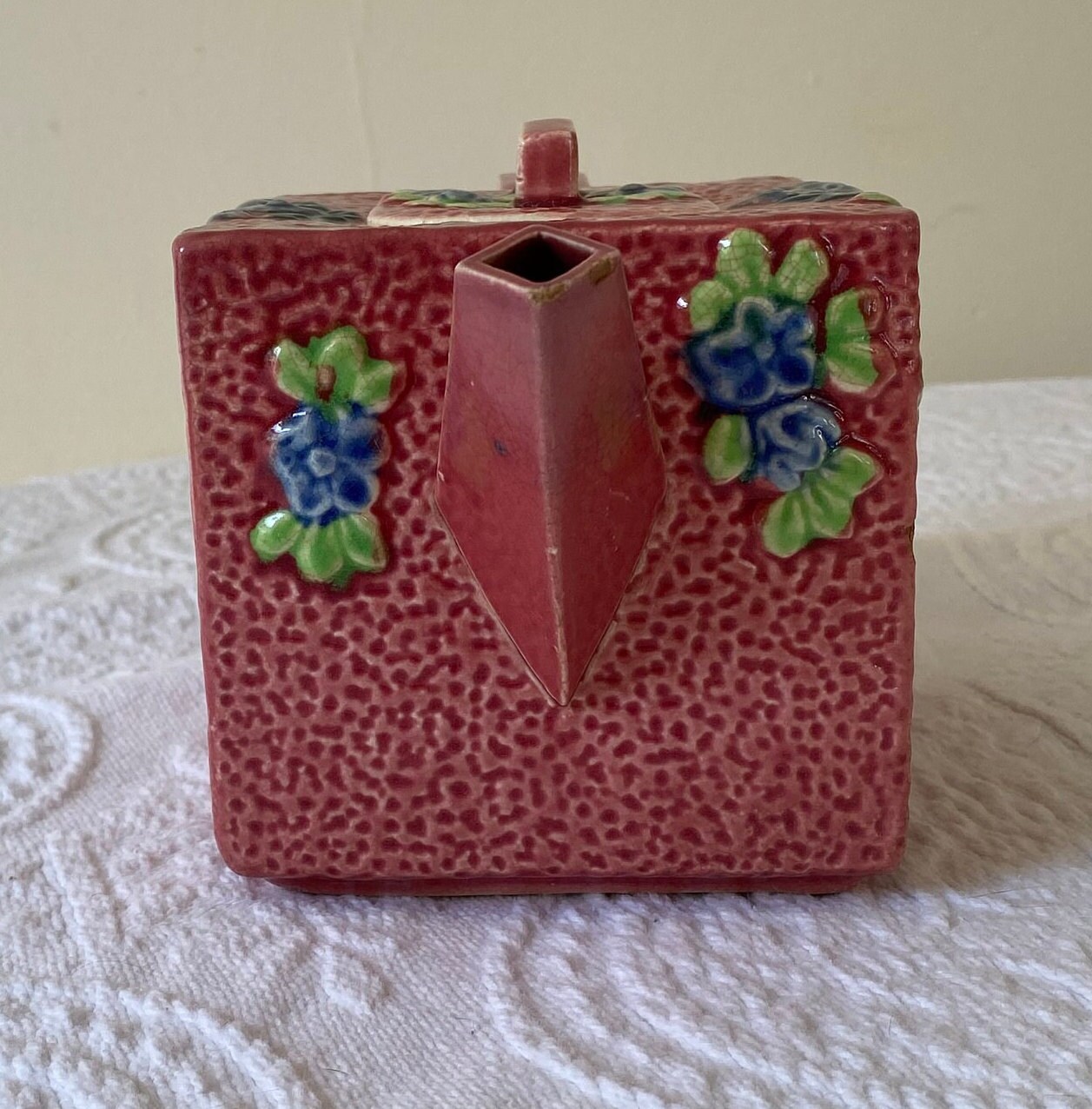 Majolica Teapot Made in Japan Boxy Square Shape Tea Pot Pink - Etsy