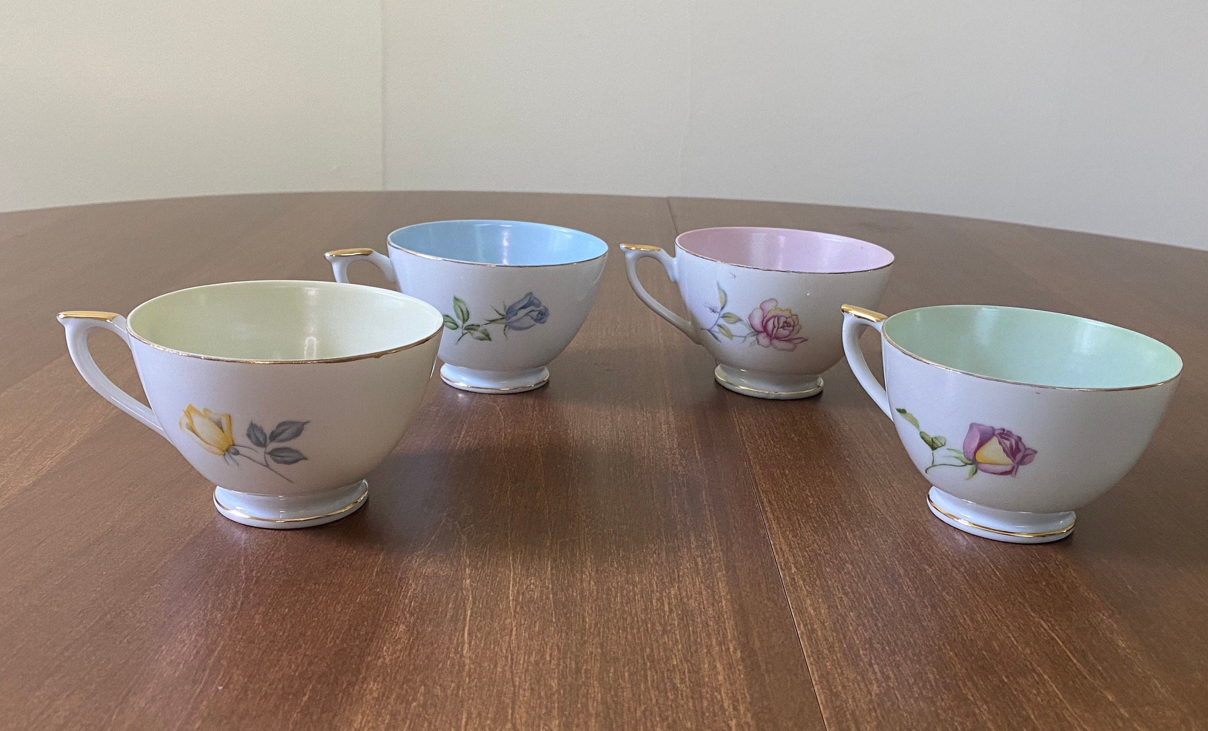 Lefton China Hand Painted Floral Rose Dessert Plate & Cup - Etsy