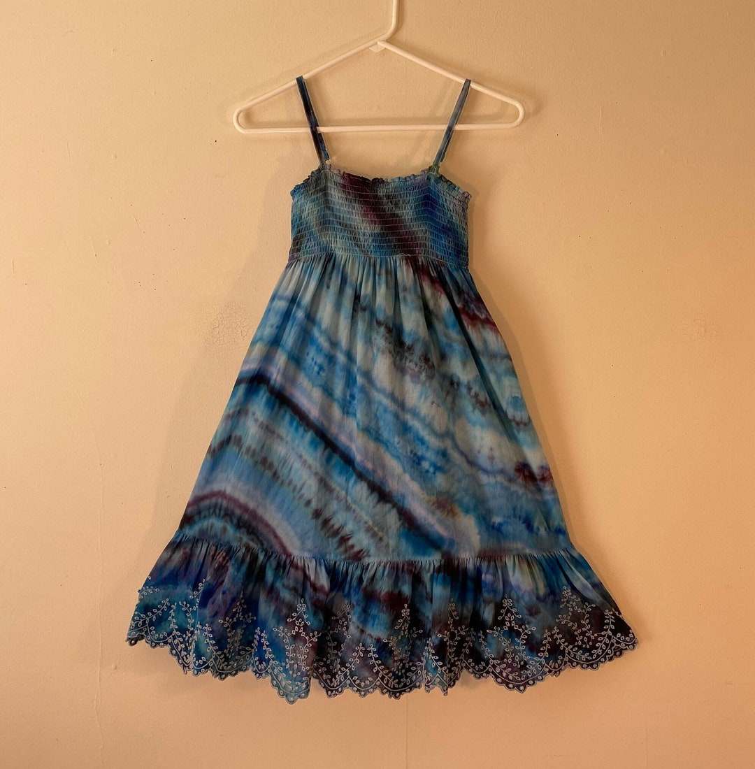Tie Dye Sundress Girls Size L (10) Tie Dye Tank Dress Ice Dyed in ...
