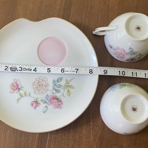 Lefton China Hand Painted Floral Rose Dessert Plate & Cup Snack Set ...