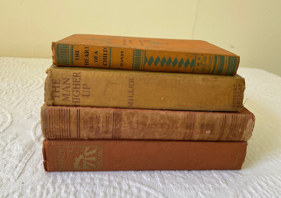 Antique Book Collection of 4 Linen Bound Books From the Early to Mid ...