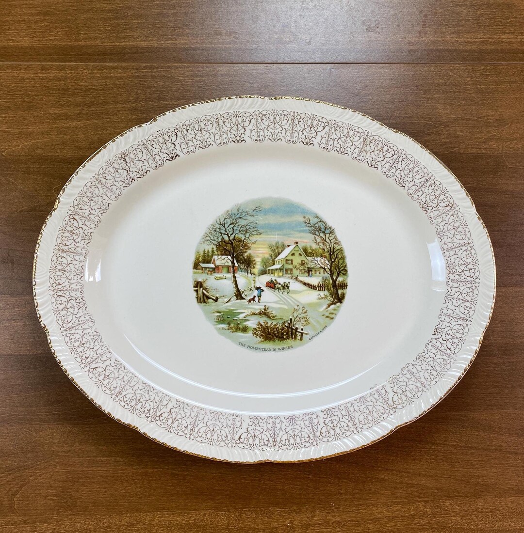 Homer Laughlin the Homestead in Winter Currier & Ives Large Serving ...