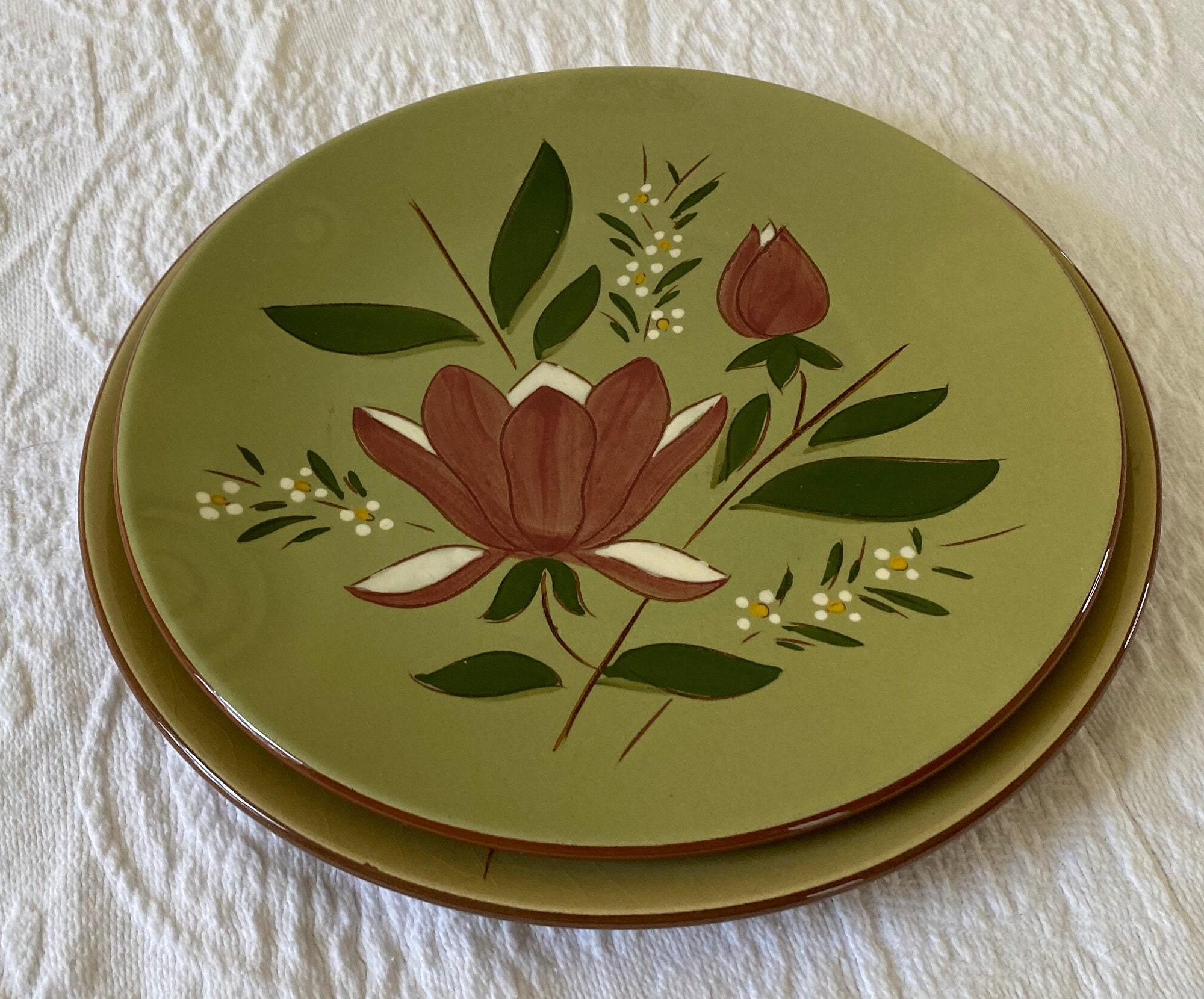 Stangl Magnolia Dinner Plate Luncheon Plate Hand Painted Yellow Floral ...