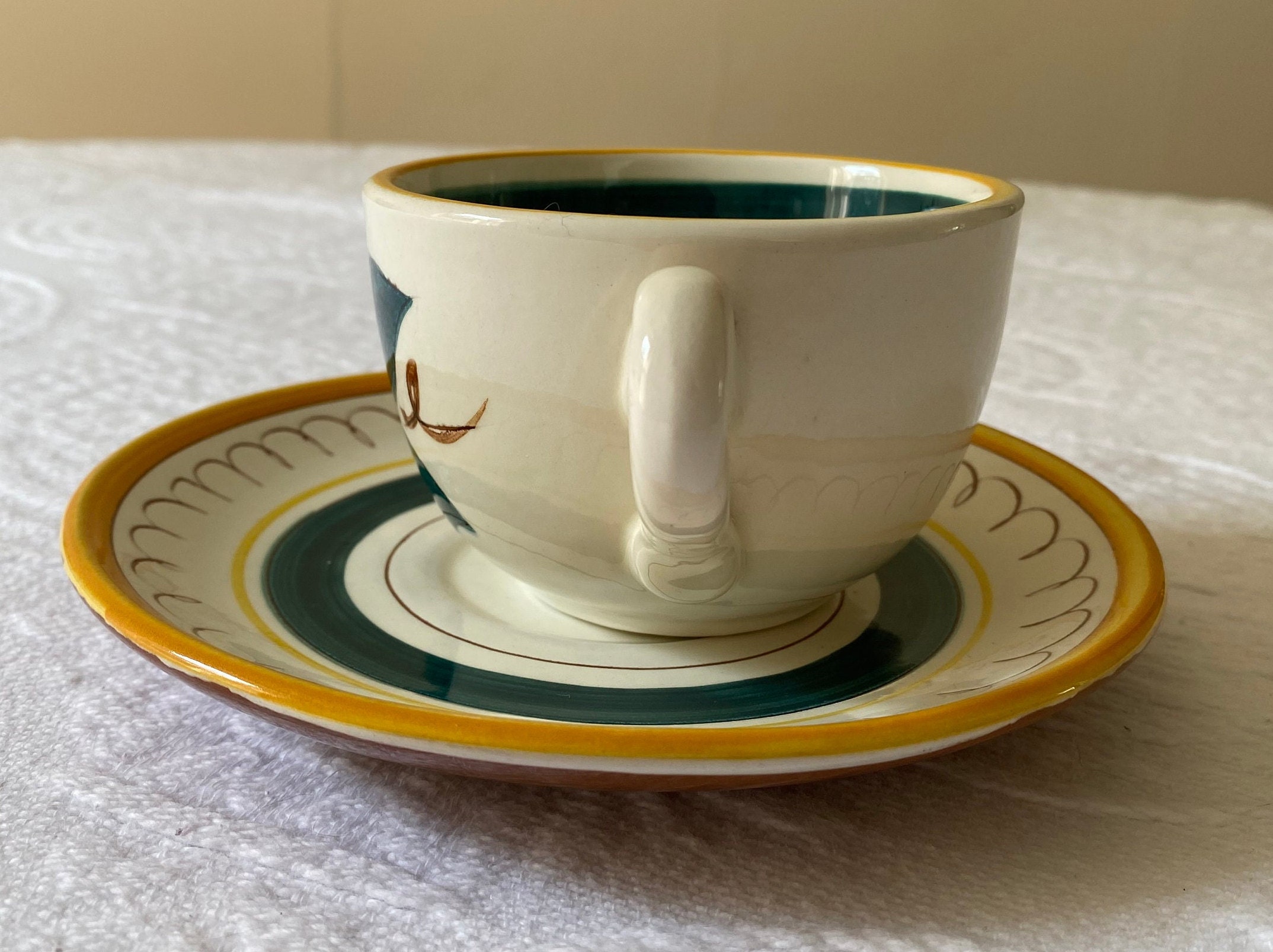 Stangl Fruit Cup and Saucer Set Hand Painted Leaf Design - Etsy