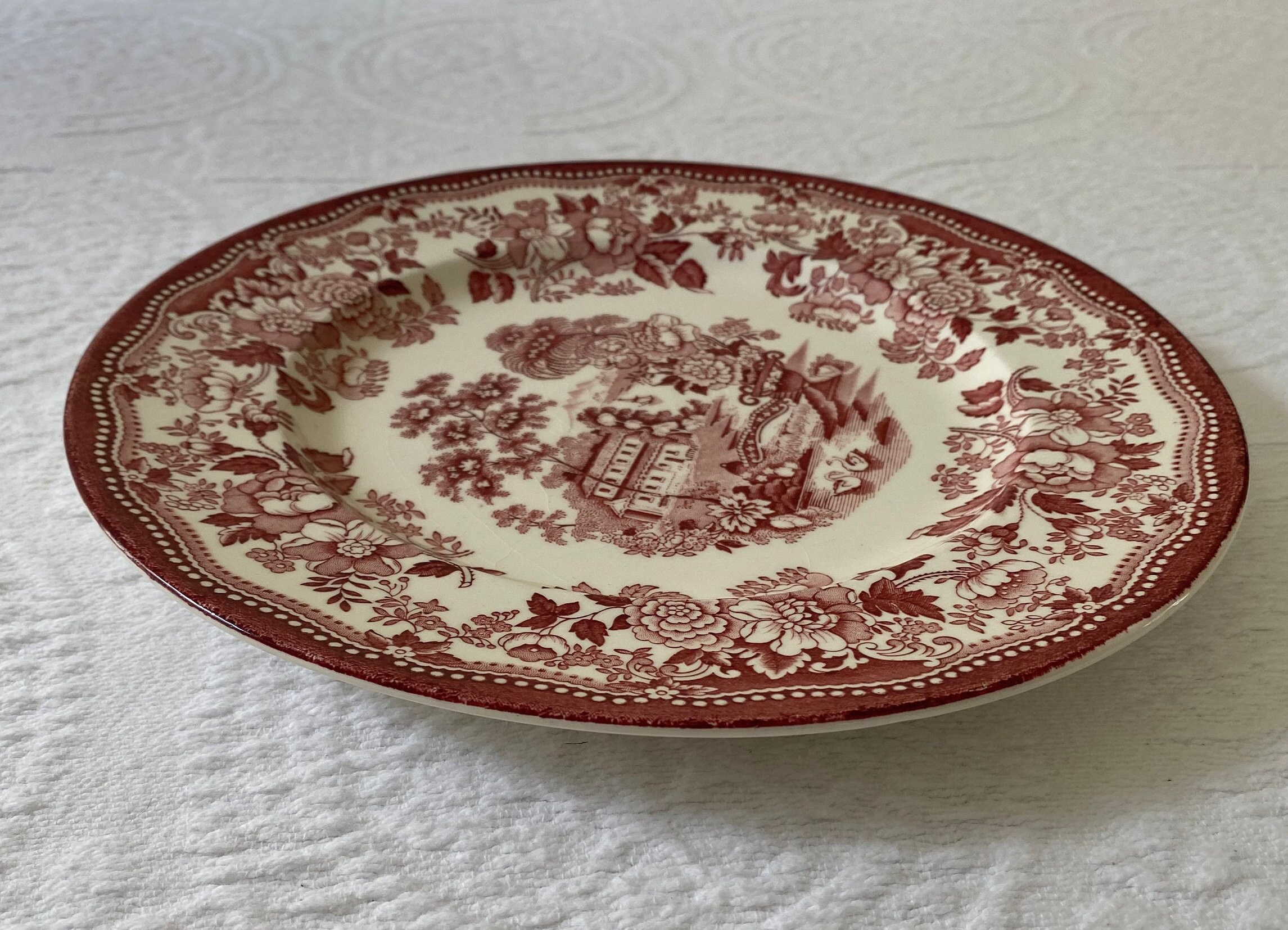 Dinner Plate Tonquin Red Pink Royal Staffordshire Dinnerware by Clarice ...