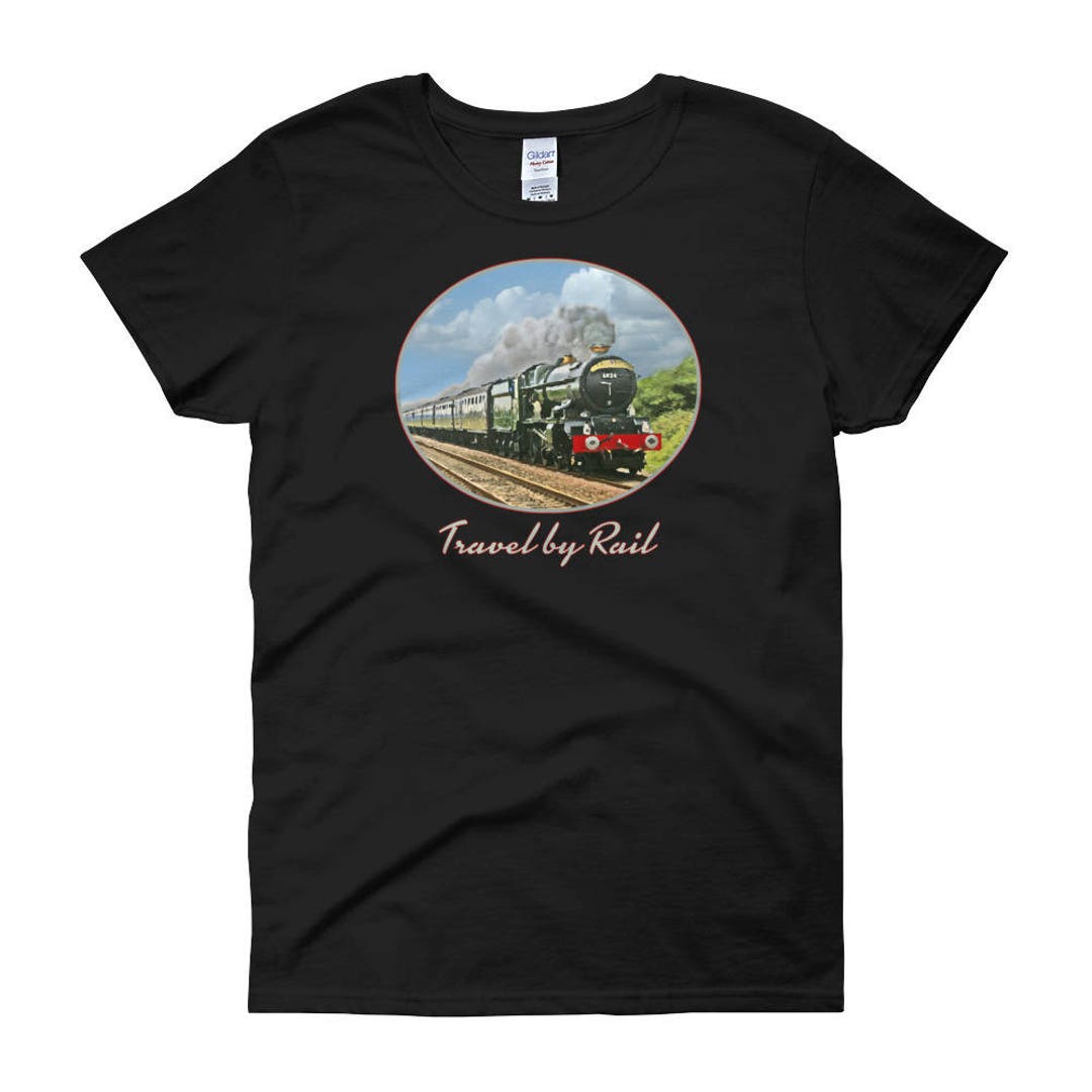 Travel by Rail" Vintage Steam Train Retro T-shirt - for the Train Fan ...