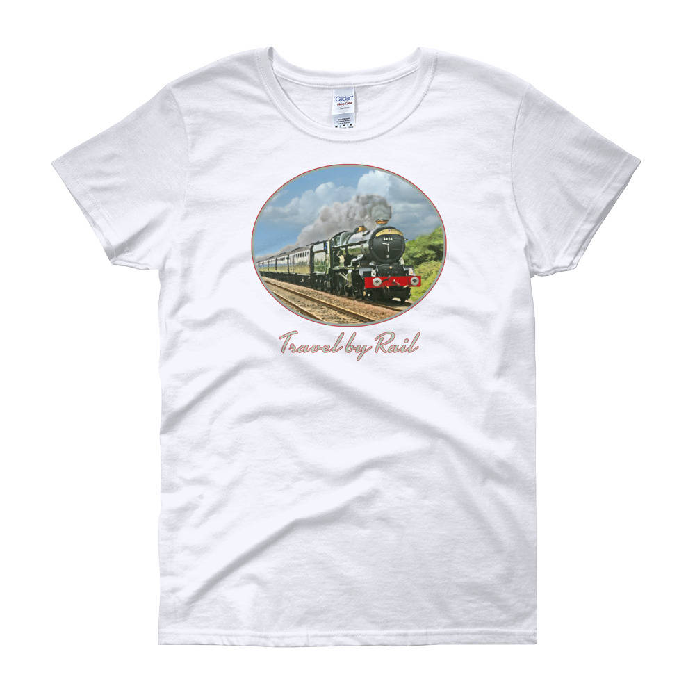 Travel by Rail" Vintage Steam Train Retro T-shirt - for the Train Fan ...