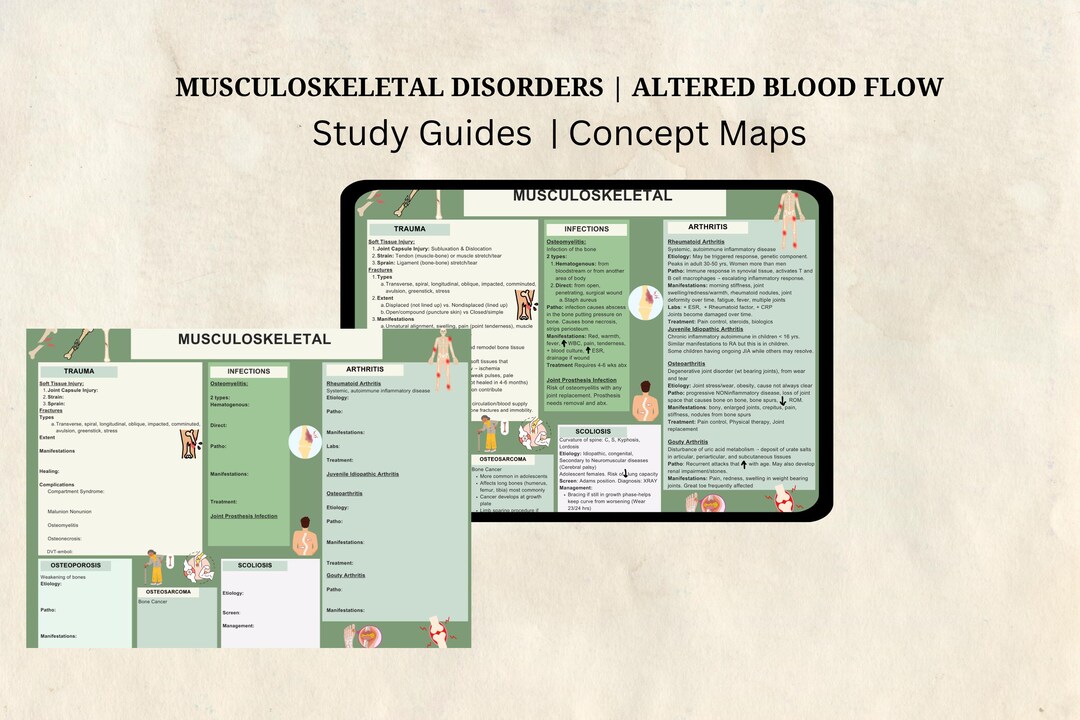 Musculoskeletal Disorders | Nursing Study Guide | Concept Map | NCLEX ...