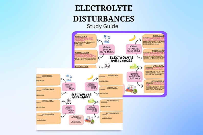 Electrolyte Disturbances | Concept Map | Study Guide | Worksheet - Etsy