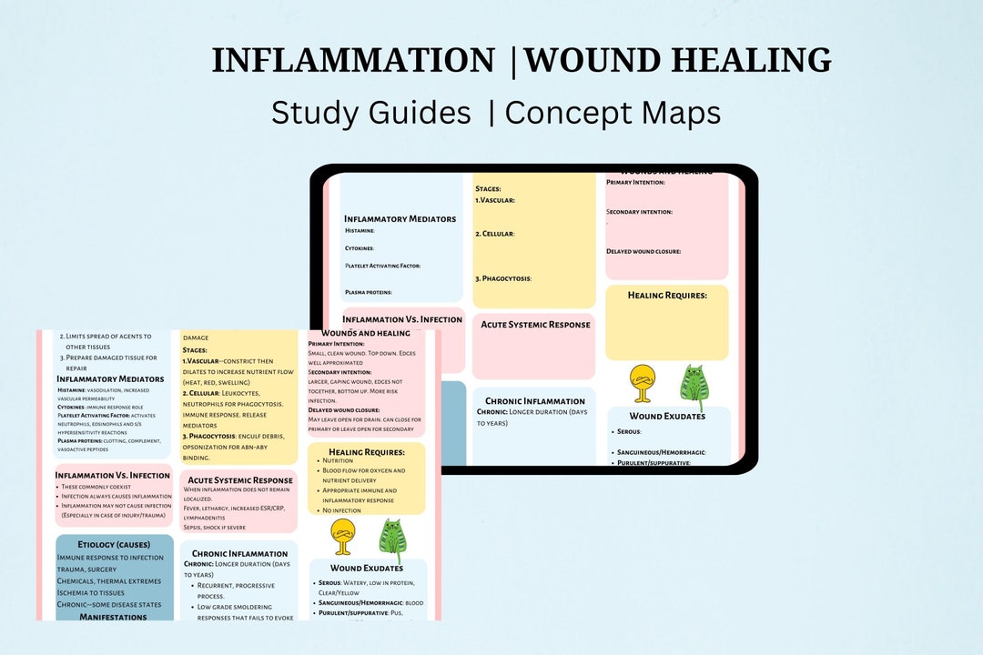 Inflammation | Wound Healing | Nursing Study Guide | Concept Map ...