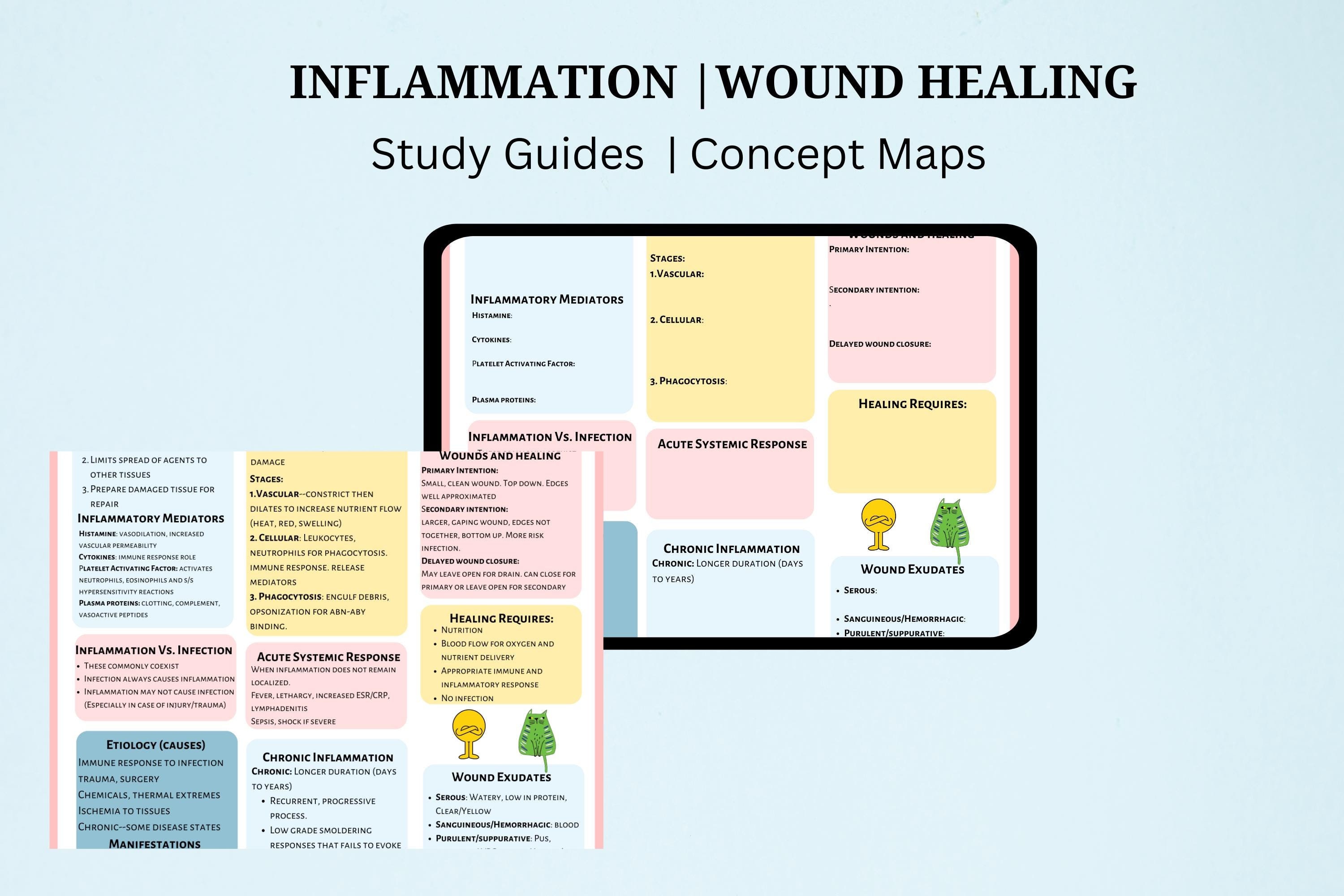 Inflammation | Wound Healing | Nursing Study Guide | Concept Map ...