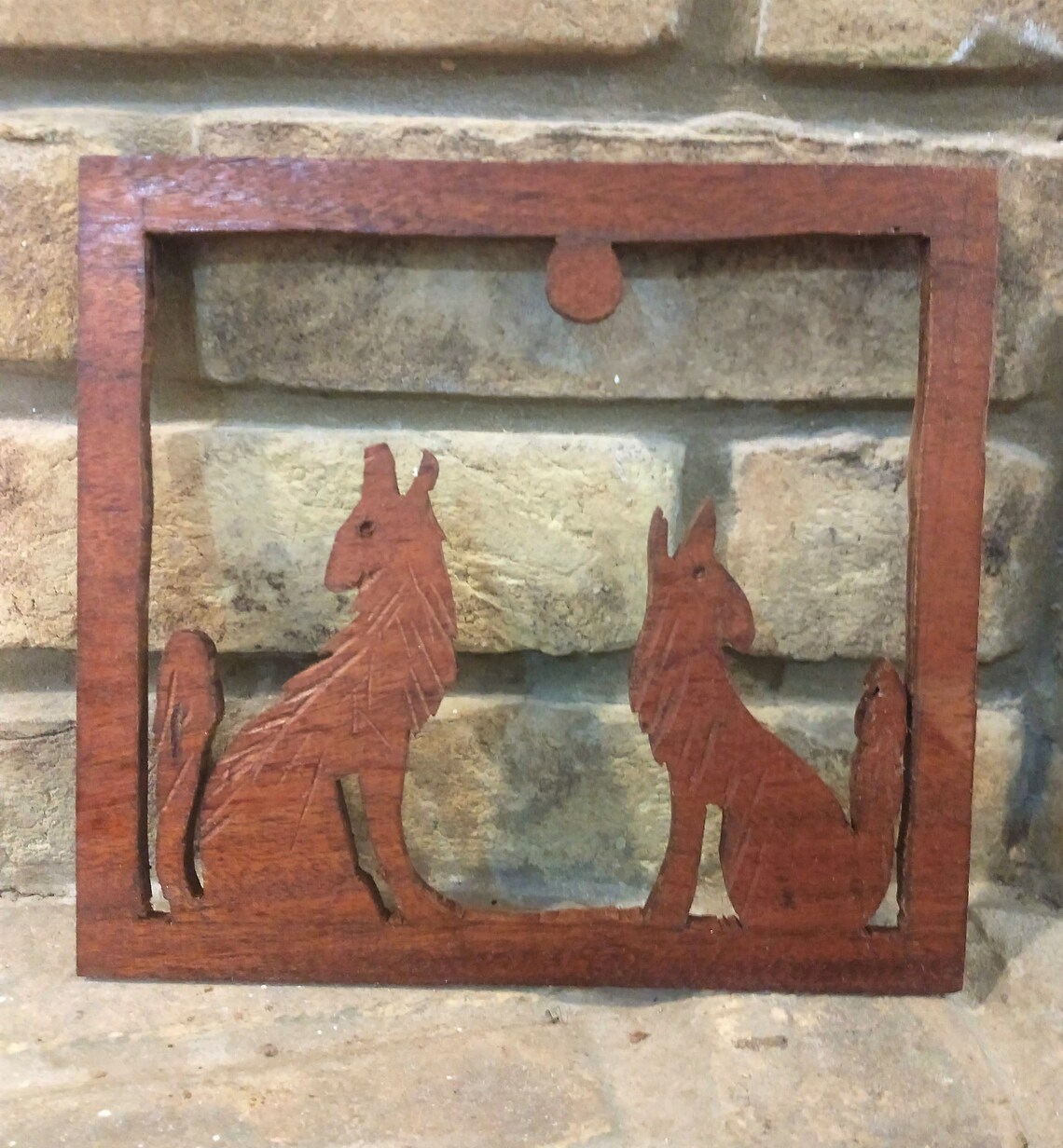 Coyotes Howling at the Moon, Coyote Wood Carving Silhouette Western ...