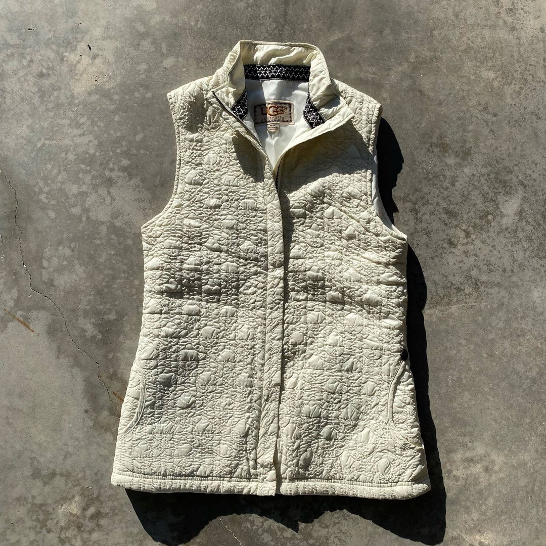Ugg Quilted Vest Women's Cream Puffer Vest Warm Nylon - Etsy