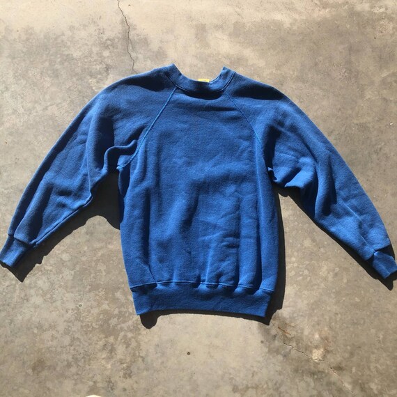 Vintage 80s Sweatshirt Blue Floral Print Sweatshirt P… - Gem