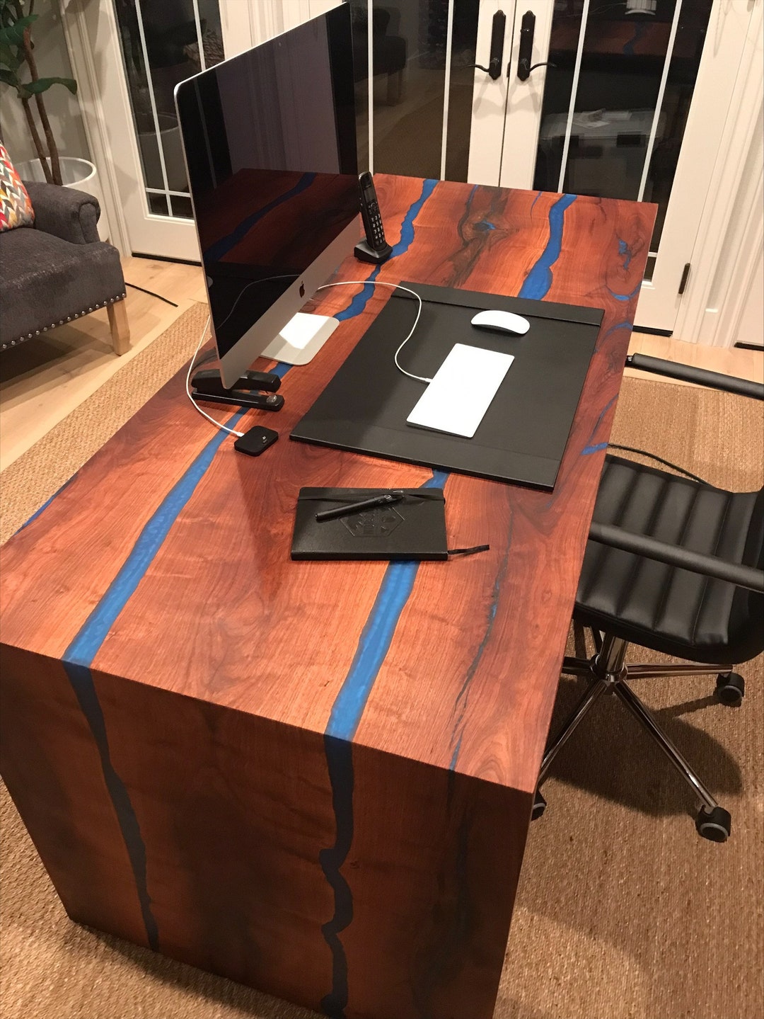 Mesquite Dual Cobalt Stream Waterfall Desk - Etsy
